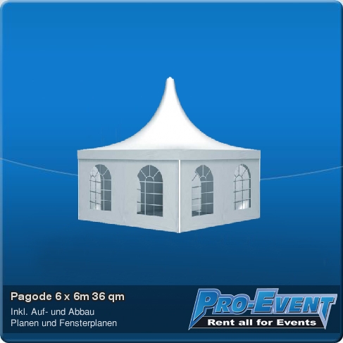 Pagode 6 x 6m 36 qm - www.mietedeinezelte.de